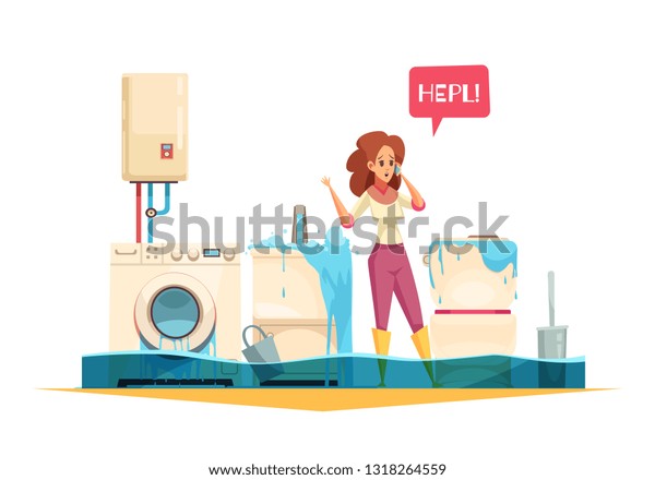 Washing Machine Flooding Sink Overflow Pipe Stock Vector (Royalty Free ...