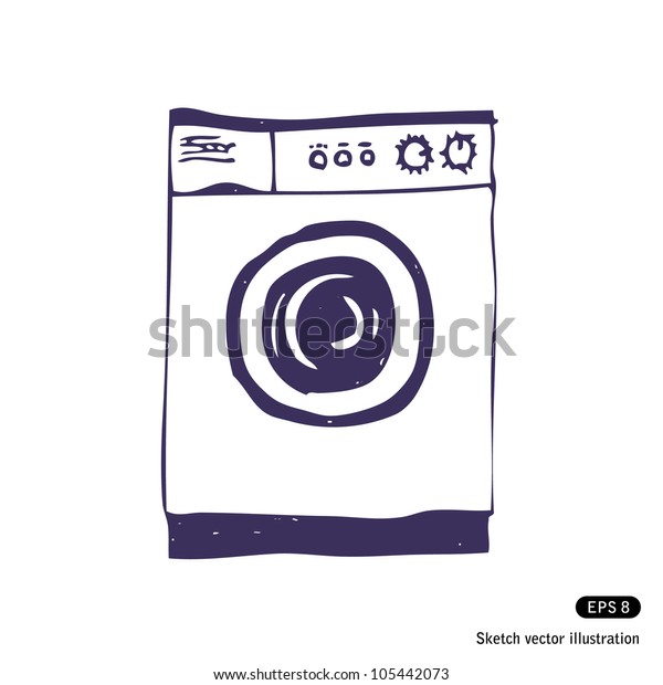 Washing Machine Hand Drawn Sketch Illustration Stock Vector (Royalty ...