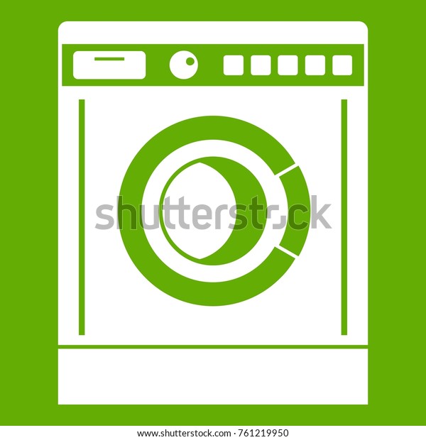 Washing Machine Icon White Isolated On Stock Vector (Royalty Free ...