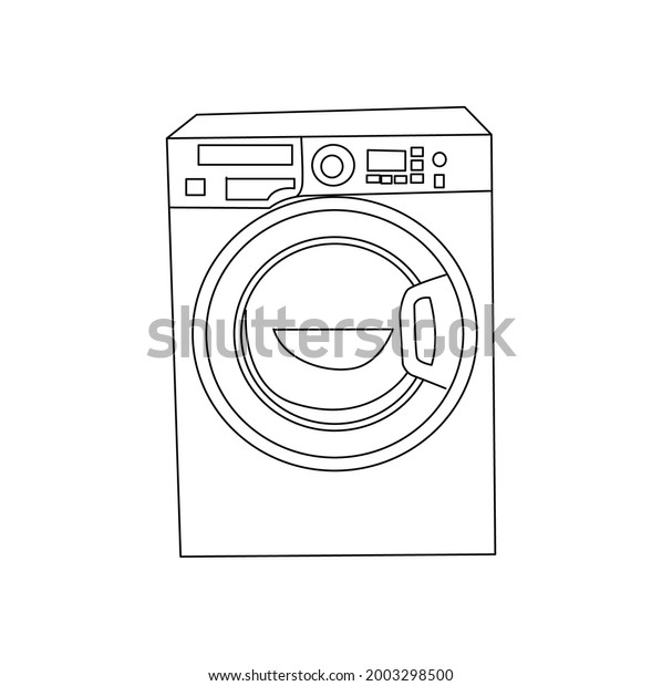 Washing Machine Line Drawing Clip Art Stock Vector (Royalty Free ...
