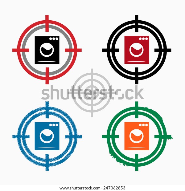 Washing Machine On Target Icons Background Stock Vector (Royalty Free ...
