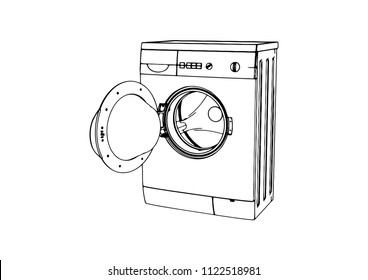 Washing Machine Outline Stock Vector (Royalty Free) 1122518981 ...