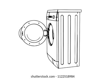 Washing Machine Outline Stock Vector (Royalty Free) 1122518984 ...