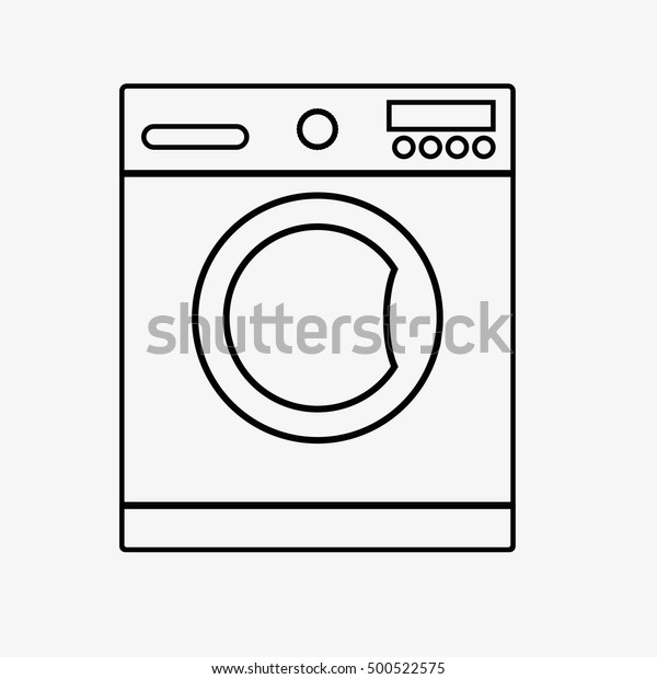 Washing Machine Outline On Isolated Background: เวกเตอร์สต็อก (ปลอดค่า ...