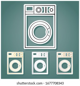 Washing Machine Sign Set Metallic Icons Stock Vector (Royalty Free ...