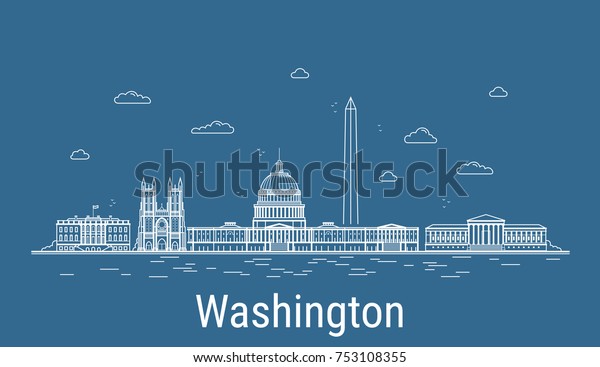 Washington City Line Art Vector Illustration Stock Vector (Royalty Free ...