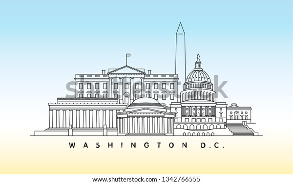 Washington Dc Skyline Vector Illustration Typography Stock Vector ...