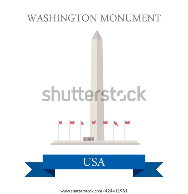 Washington Monument United States Flat Cartoon Stock Vector (Royalty ...