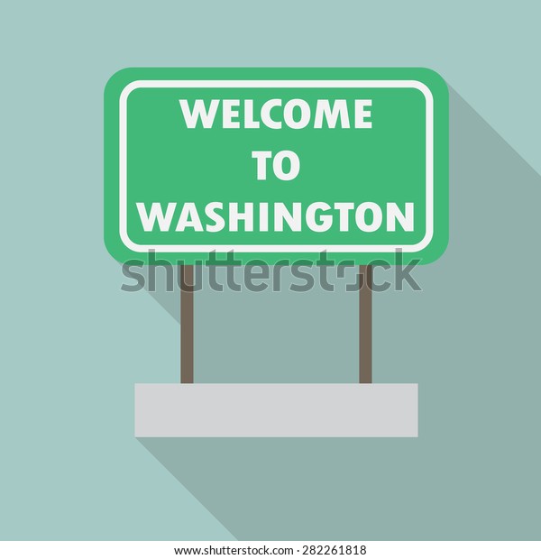 Washington Road Sign Flat Style Long Stock Vector (Royalty Free ...