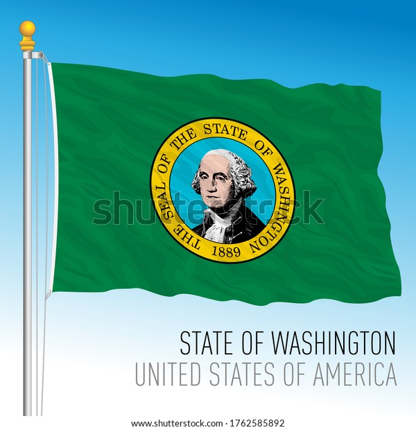 Washington state official flag, United States, USA. vector illustration