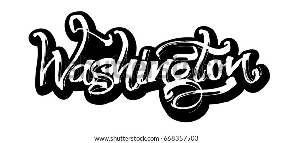 Washington Sticker Modern Calligraphy Hand Lettering: vector de stock ...