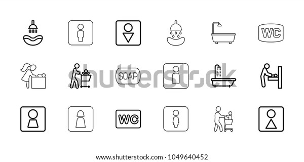 Washroom Icons Set 18 Editable Outline Stock Vector (Royalty Free ...