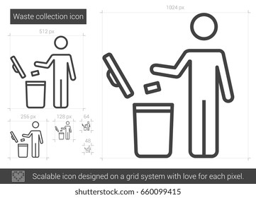 Waste Collection Vector Line Icon Isolated Stock Vector (Royalty Free ...