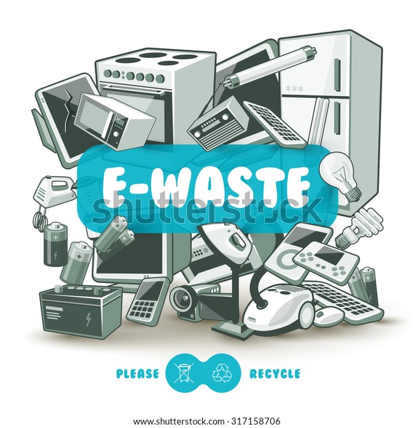 Waste Electrical Electronic Equipment Pile Computer Stock Vector ...
