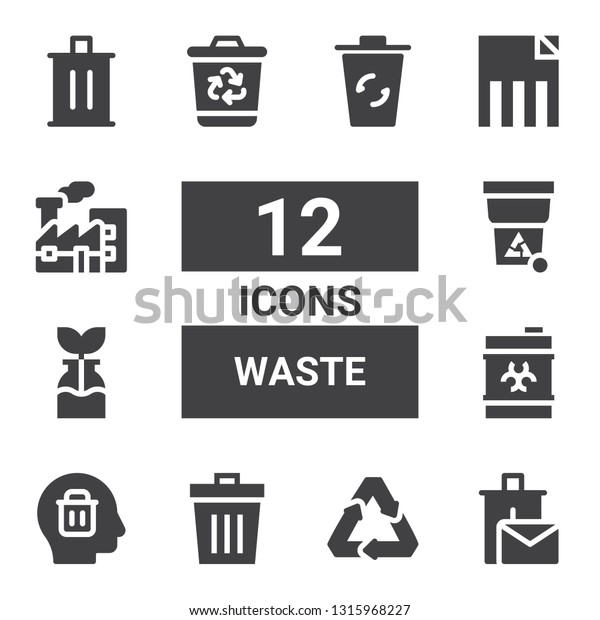 Waste Icon Set Collection 12 Filled Stock Vector (Royalty Free ...