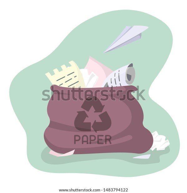 Waste Paper Bag Flat Style Vector Stock Vector (Royalty Free ...