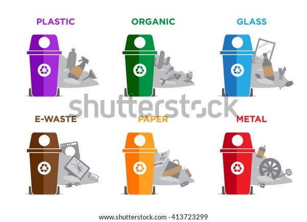 Waste Segregation Garbage Recycling Sorts Categories: เวกเตอร์สต็อก ...