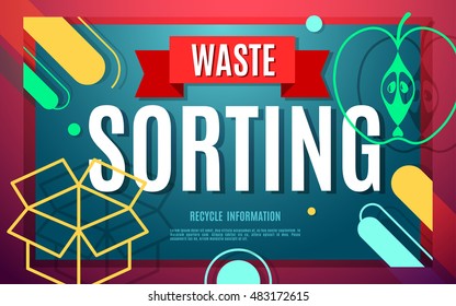 Waste Sorting Flat Banner Symbols Text Stock Vector (Royalty Free ...