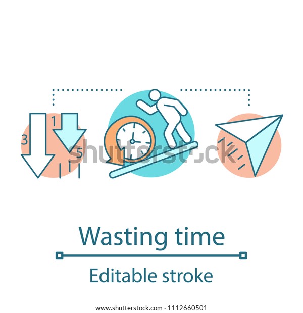 Wasting time concept icon. Laziness. Low productivity. Procrastination ...
