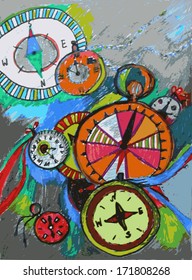 Watch Compass Abstract Background Mechanism Illustration Stock Vector ...