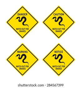 Watch Out Snakes Caution Danger Warning Stock Vector (Royalty Free ...