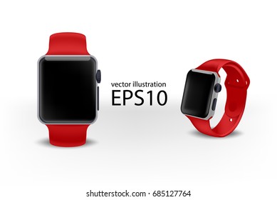Watch Red Color Vector Illustration Smart Stock Vector (Royalty Free ...