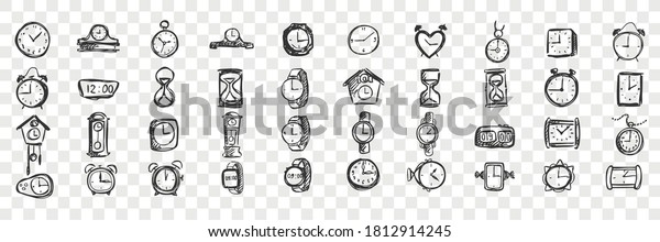 Watches Doodle Set Collection Hand Drawn Stock Vector (Royalty Free ...