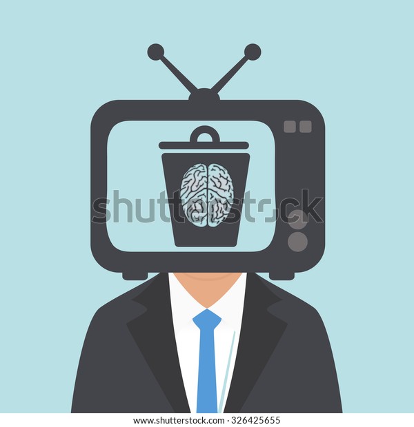Watching Tv Human Brain Become Stupid Stock Vector (Royalty Free ...