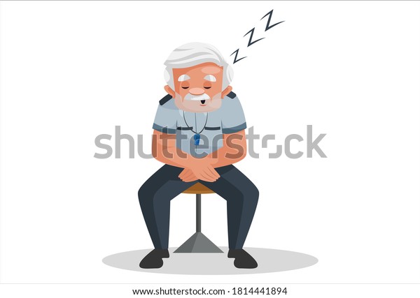 Watchman Sleeping On Chair Vector Graphic Stock Vector (Royalty Free ...