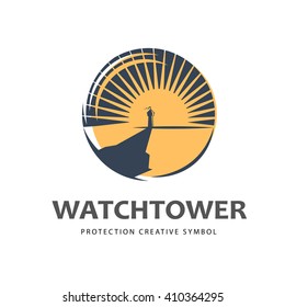 Watchtower Logo Template Protection Symbol Tower Stock Vector (Royalty ...