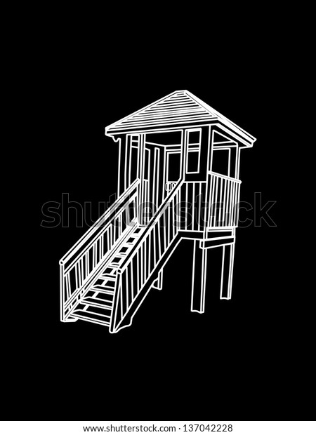 Watchtower Night Isolated On Black Background Stock Vector (Royalty ...