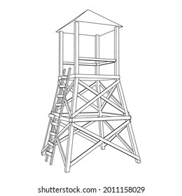Watchtower Observation Tower Hunters Wireframe Low Stock Vector ...