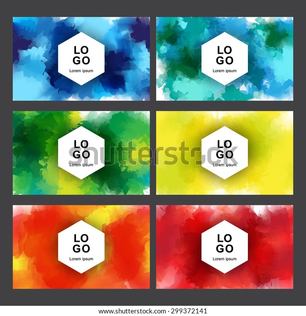 Water Color Name Card Vector Set Stock Vector (Royalty Free) 299372141 ...