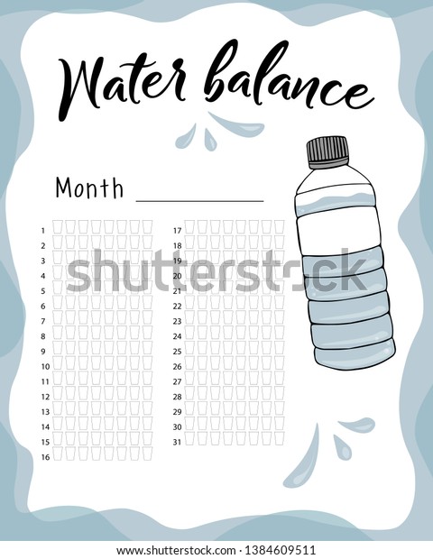 Water Consumption Per Week Month Water Stock Vector (Royalty Free ...