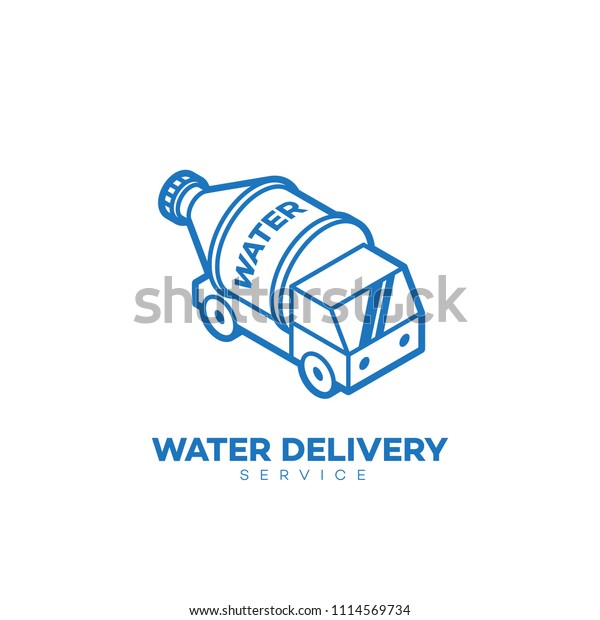 Water Delivery Logo Design Template Outline Stock Vector (Royalty Free ...