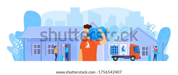 Water Delivery Service Vector Illustration Cartoon Stock Vector ...