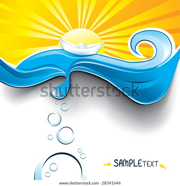 Water Design Paper Boat Sunset Stock Vector (Royalty Free) 28341646 ...