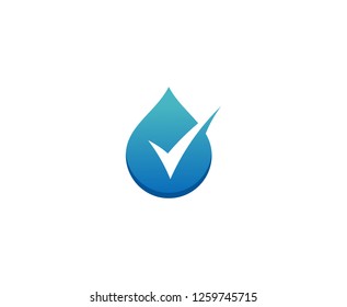 Vektor Stok Water Drop Check Mark Logo (Tanpa Royalti) 1259745715 ...