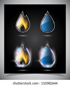 Water Drop Fire Icons Vector Illustration Stock Vector (Royalty Free ...