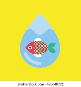 Water Drop Fish Icon Vector Animal Stock Vector (Royalty Free ...
