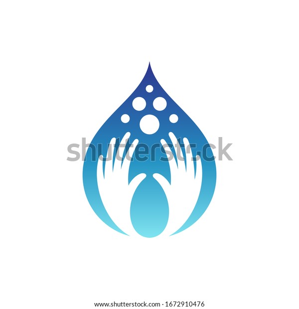 Water Drop Hand Logo Concept Simple Stock Vector (Royalty Free ...