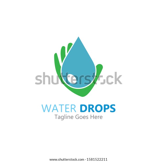 Water Drop Hand Logo Vector Template Stock Vector (Royalty Free) 1581522211