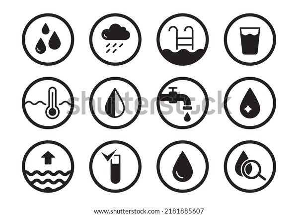 Water Drop Pictogram Icon Set Eco Stock Vector (Royalty Free ...