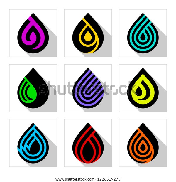 Water Drop Symbols Set Colored Signs Stock Vector (Royalty Free) 1226519275