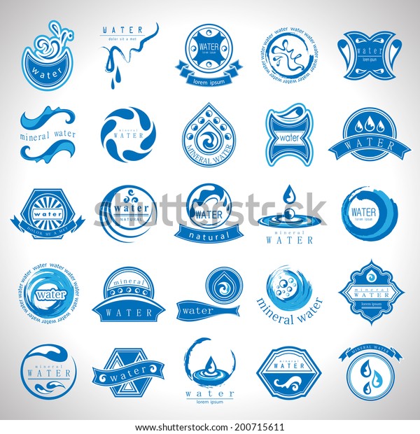 Water Drops Labels Set Isolated On: เวกเตอร์สต็อก (ปลอดค่าลิขสิทธิ์ ...