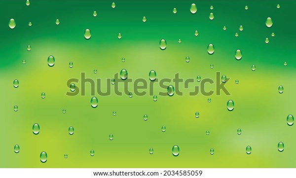 Water Drops On Green Background Realistic Stock Vector (Royalty Free ...