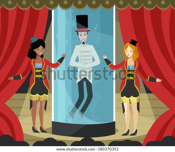Water Drowning Escape Magic Trick Magician Stock Vector (Royalty Free ...