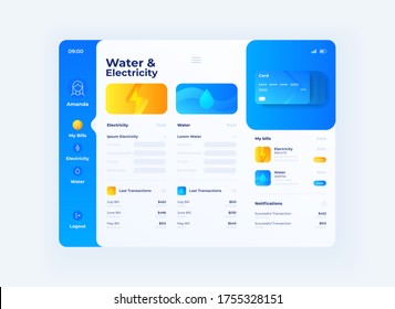 Water Electricity Prices Tablet Interface Vector Stock Vector (Royalty ...