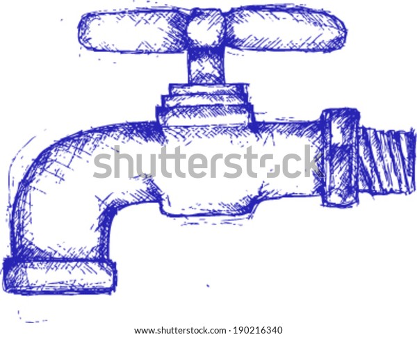 Water Faucet Sketch Stock Vector (Royalty Free) 190216340 | Shutterstock