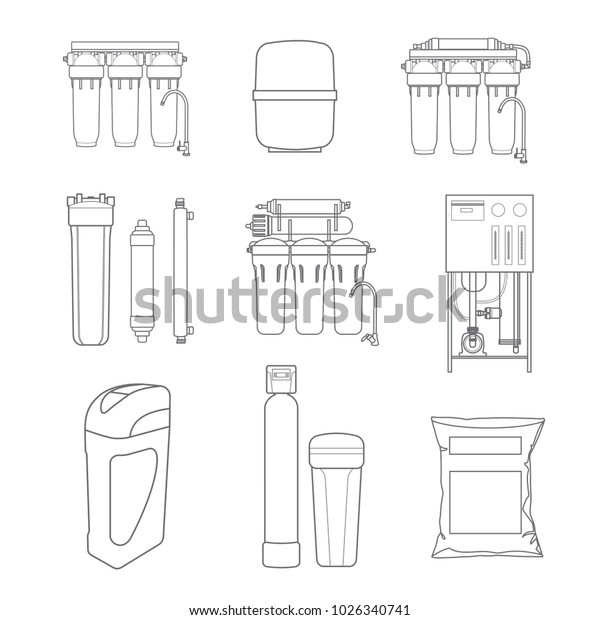 Water Filter Isolated Vector Icons Linear Stock Vector (Royalty Free ...